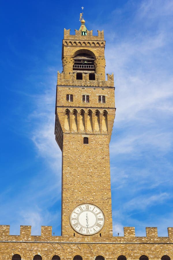 Clock Tower of Palazzo Vecchio Stock Image - Image of famous, italia ...