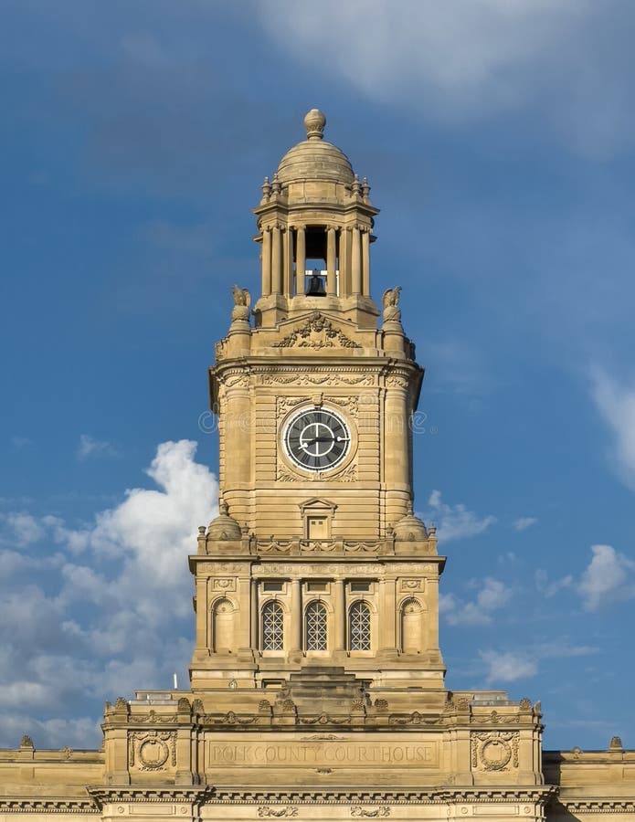 Clock Tower of Polk County Courthouse in Des Moines Stock Image - Image ...