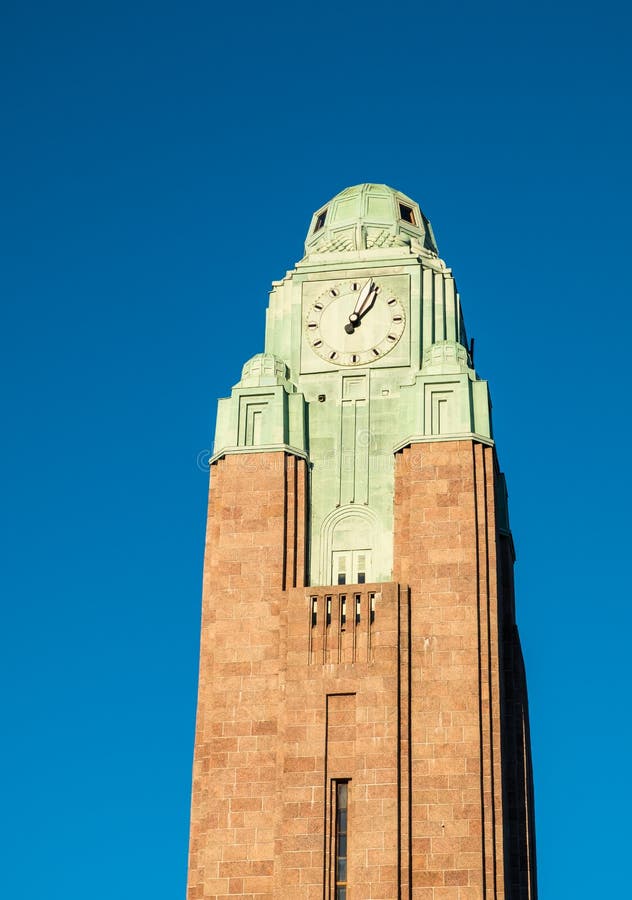 Clock Tower of a Railway Station Stock Image - Image of finland ...