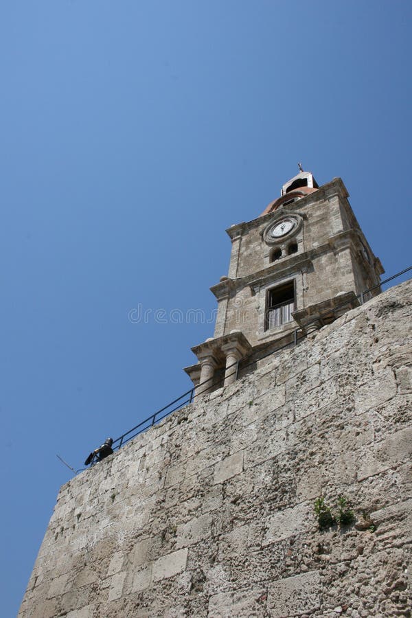 Clock Tower in Rhodes, Greece Stock Photo - Image of knight, history ...