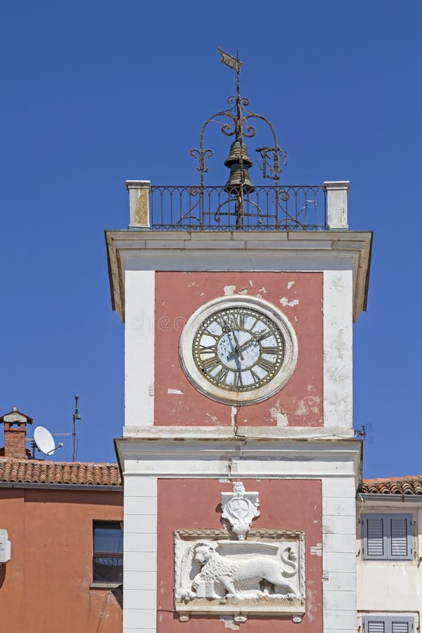 Clock tower in Rovinj stock photo. Image of square, vacation - 134692150