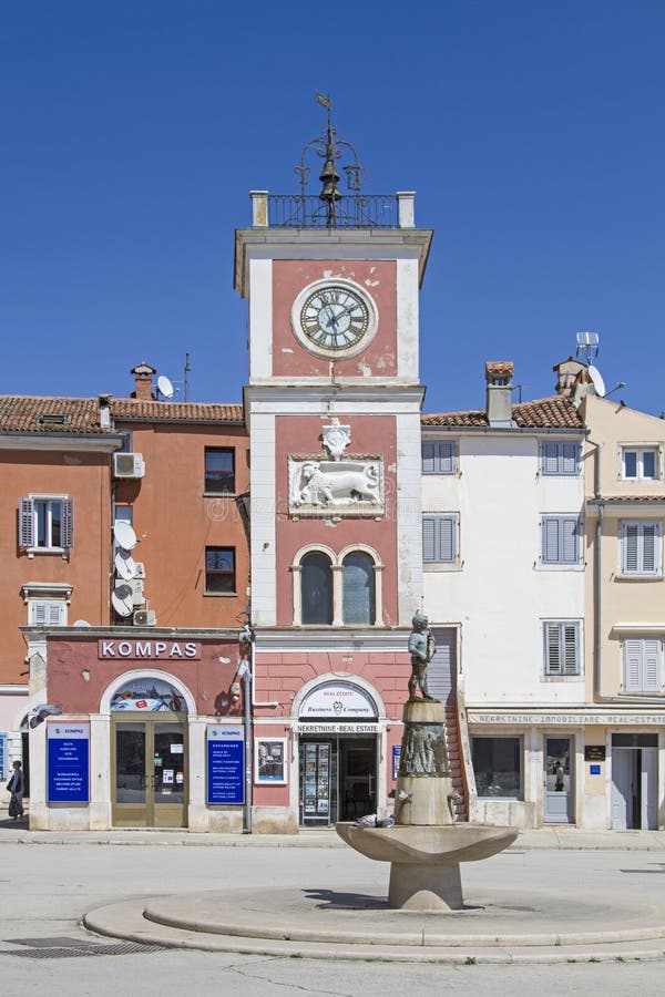 Clock tower in Rovinj editorial stock image. Image of vacation - 133651339
