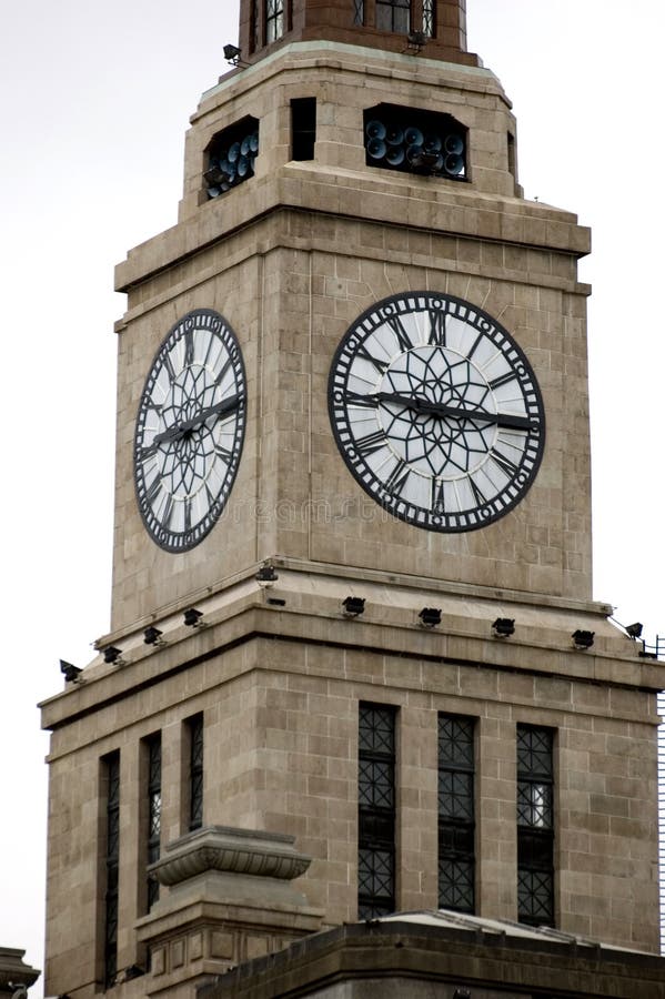 Clock tower in Shanghai stock photo. Image of passing - 6111206