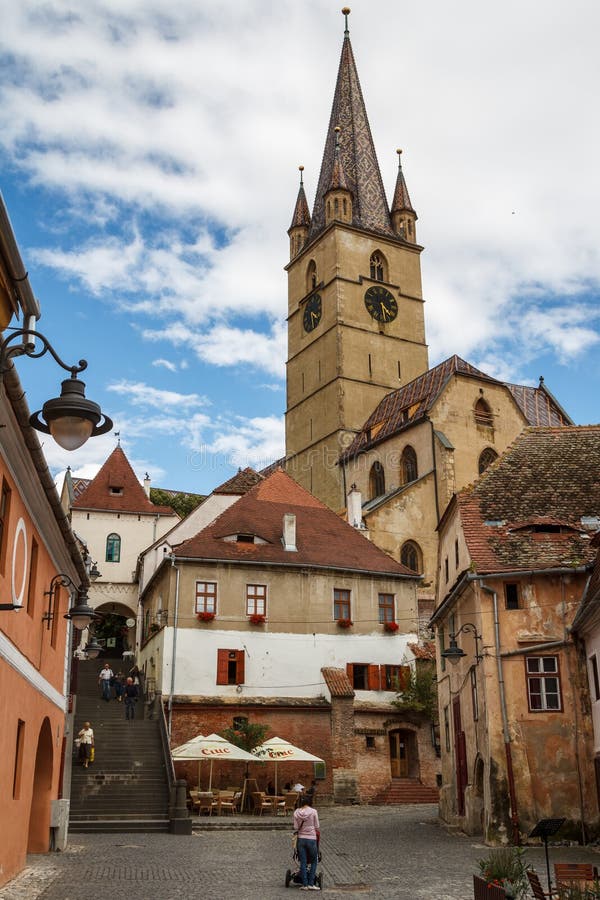 Clock-tower of the Sibiu Cathedral Editorial Image - Image of clock ...