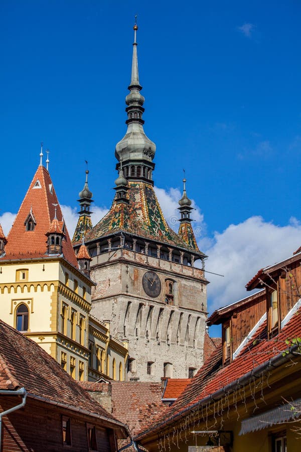 Clock Tower in Sighisoara - Romania Stock Photo - Image of europe ...