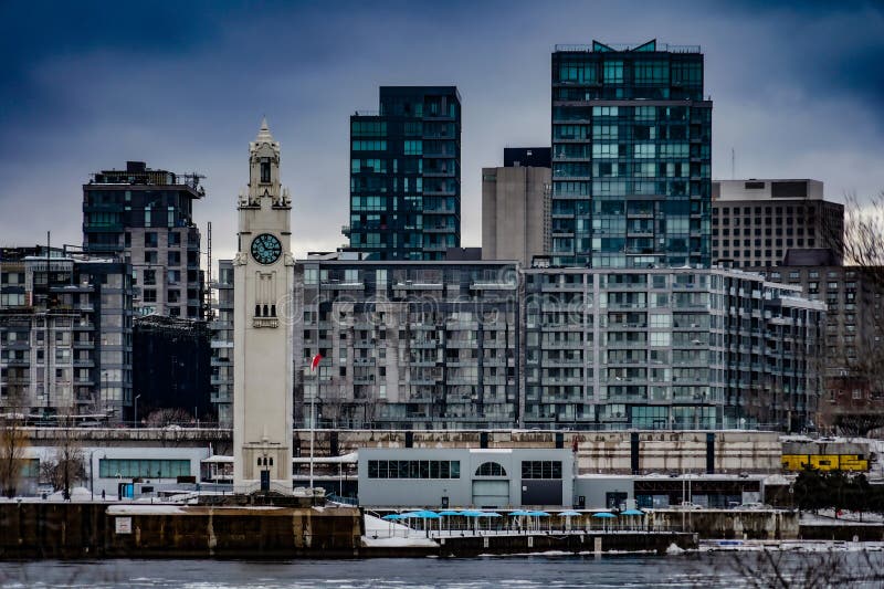 Clock Tower and Skyscrapers (Montreal) Editorial Stock Image - Image of ...