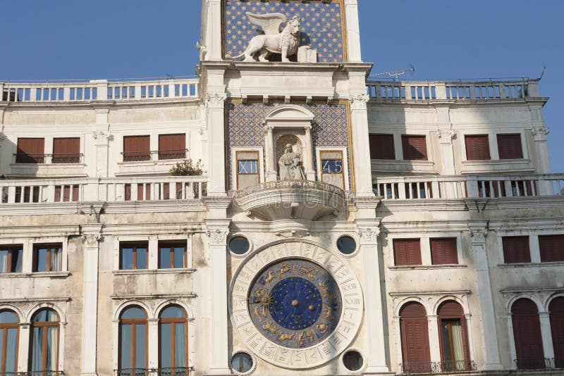 Clock Tower on St. Marco Square Venice Italy Stock Photo - Image of ...