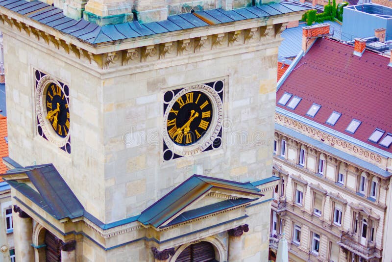 Clock Tower of St Stephens Basilica Stock Photo - Image of cathedral ...