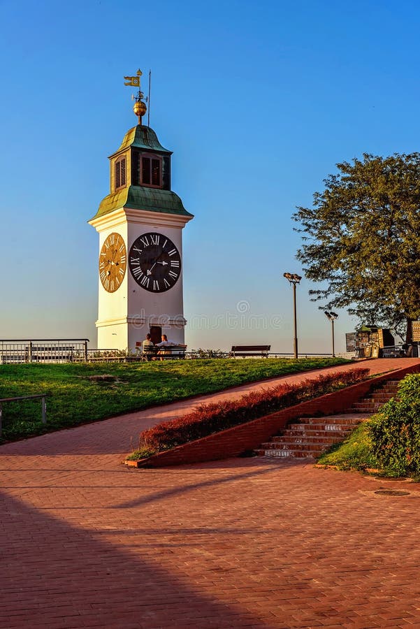 Clock tower at sunset editorial image. Image of hill - 75026170