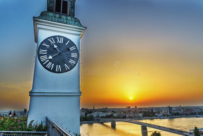 Clock tower at sunset stock image. Image of ravenna, emilia - 75027275