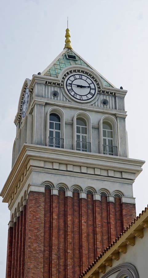 Clock tower at sunset town stock image. Image of build - 316772215