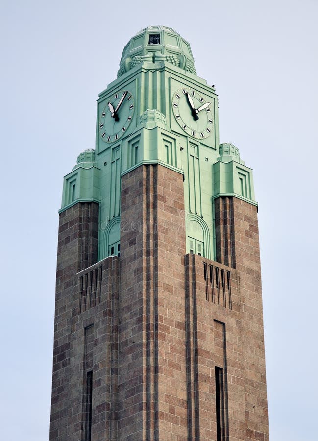 Clock Tower by Train Station in Helsinki Stock Photo - Image of station ...