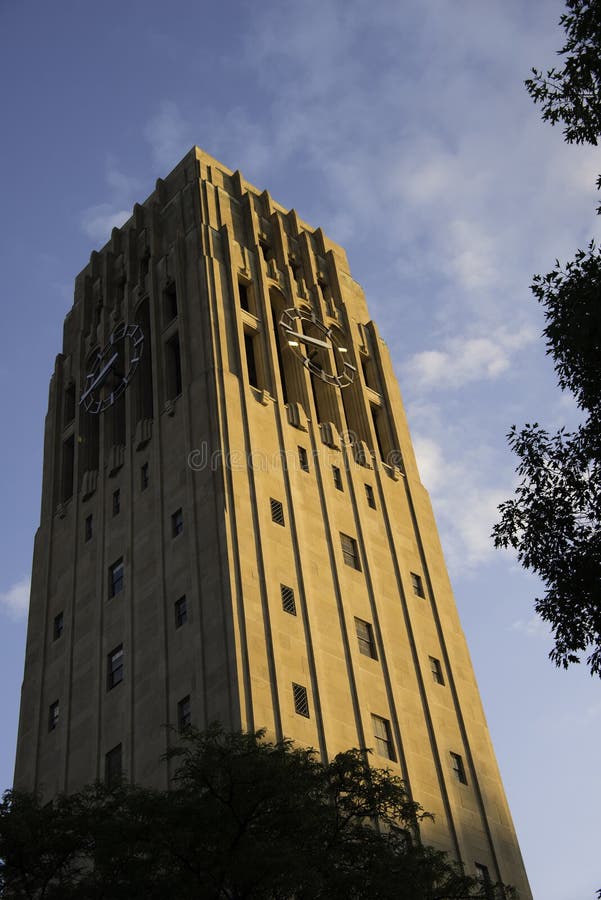 Clock Tower at the University of Michigan Stock Photo - Image of ...
