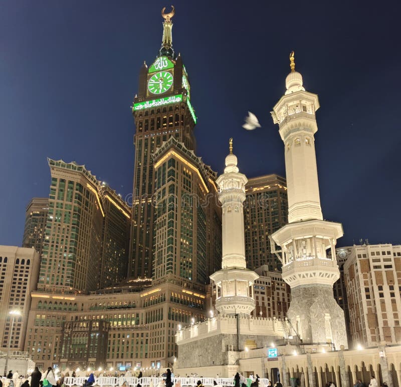 Clock Tower View at Mecca at Sunrise Take during Umrah Editorial ...