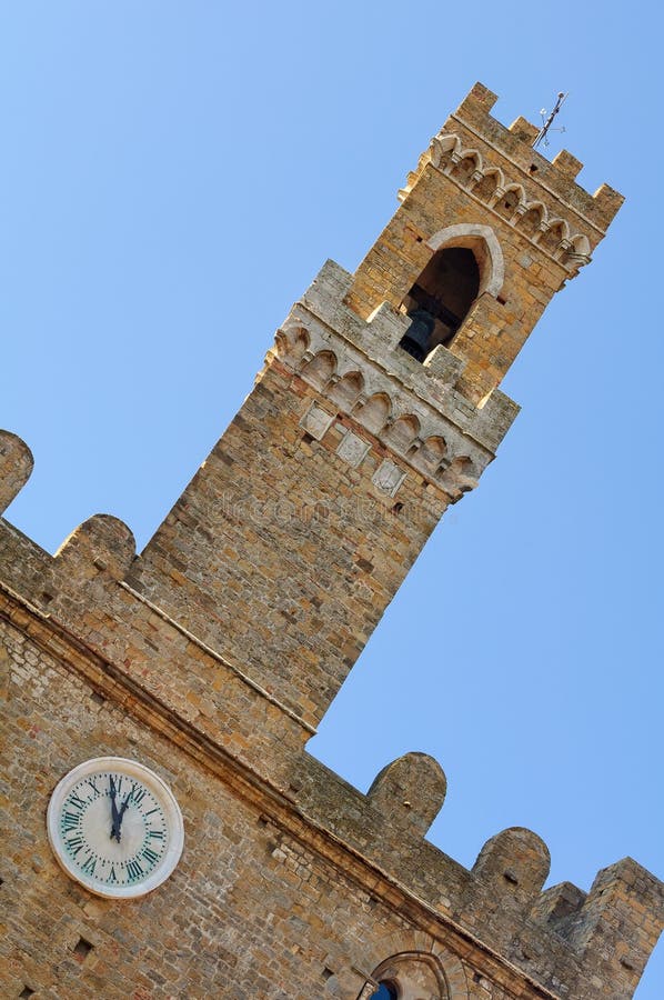 Tower of Volterra Cathedral, Torre Campanaria, Tuscany, Italy Stock ...