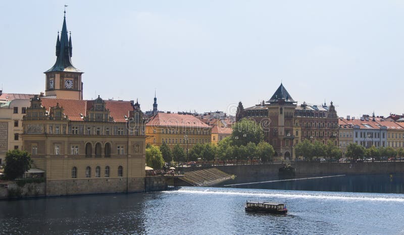 Clock Tower on the Waterfront Stock Photo - Image of czech, nature ...