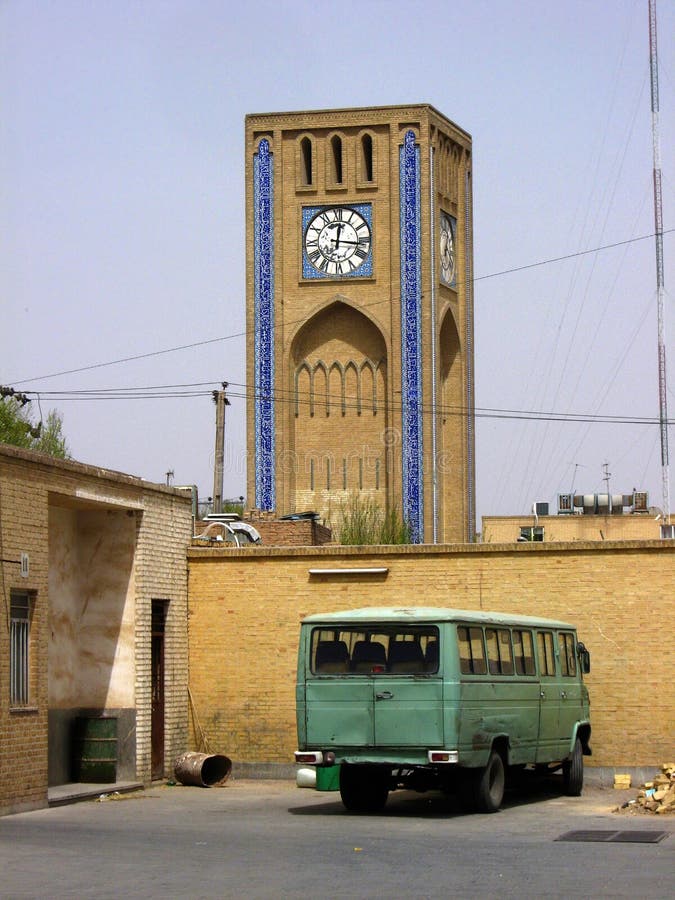 Clock tower in Yazd, Iran stock image. Image of design - 78605519
