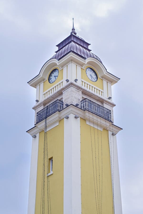 Clock tower stock photo. Image of houses, blue, tower - 91246334