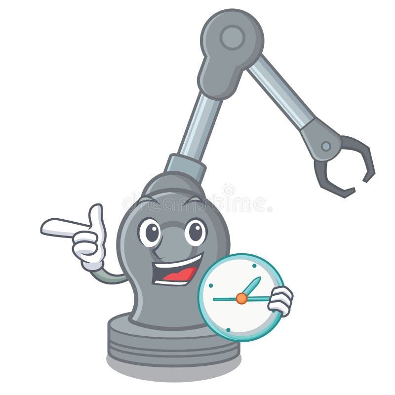 With Clock Toy Robotic Arm Machine on Cartoon Shape Stock Vector ...