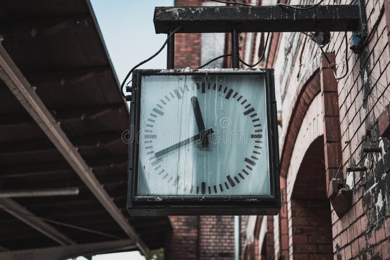 Clock at the train station stock photo. Image of timer - 280345448