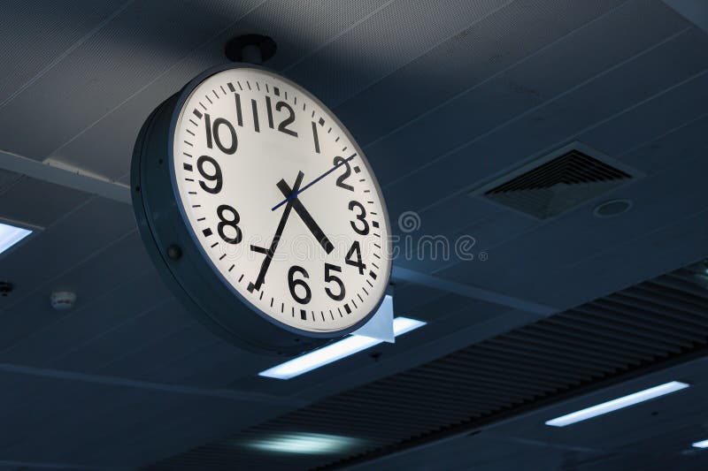 Clock at Train Station. a Large Clock Faces Public Transport on a Train ...