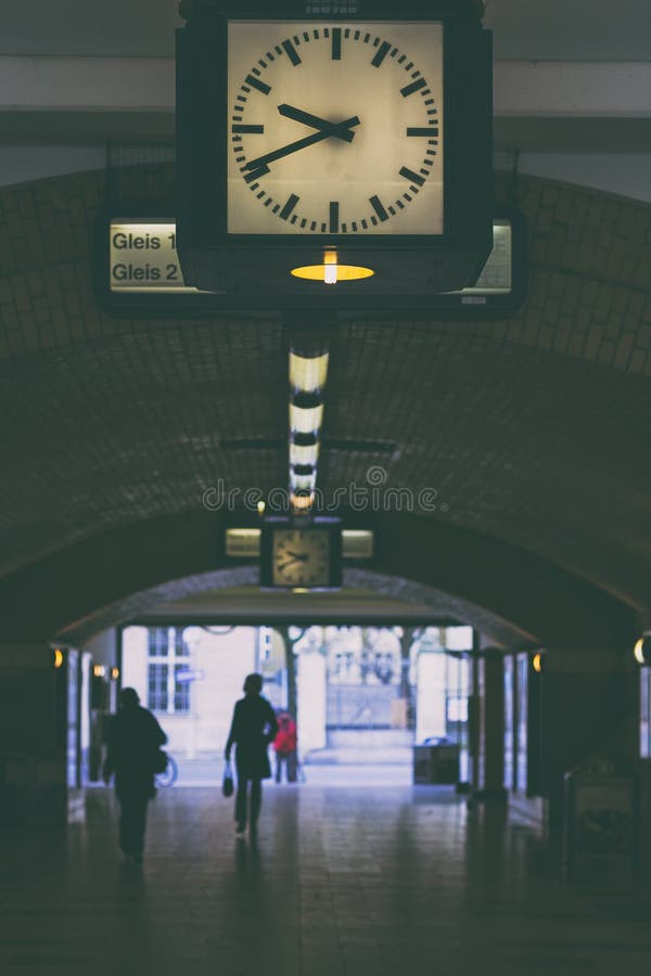 Clock in the train station stock photo. Image of evening - 136704232