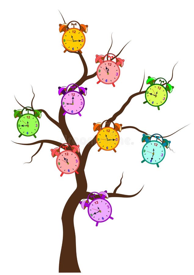 Clock Tree stock illustration. Illustration of scrapbook - 47207166