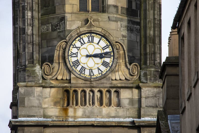 Clock on Tron Kirk in Edinburgh, Scotland Stock Photo - Image of tron ...