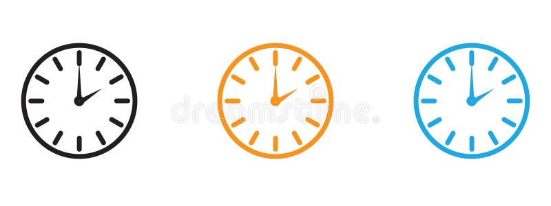 Clock Two Icon Thin Line Illustration Set Stock Vector - Illustration ...
