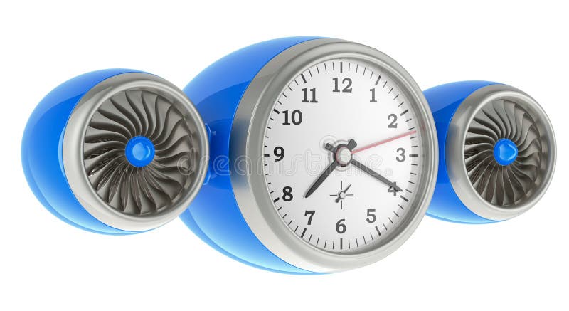 Clock with Two Jet Engines. 3D Rendering Stock Illustration ...