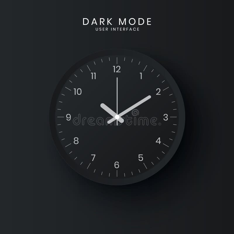 Modern Elegant Dark Mode 3D Clock UI Stock Vector - Illustration of ...