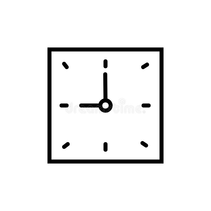 Clock Vector Icon, Outline Style, Isolated on White Background. Stock ...