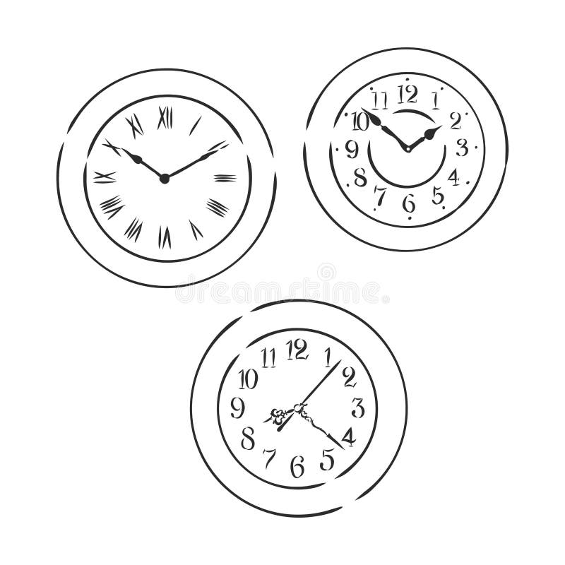 Clock Vector Sketch Illustration. Vector Sketch Illustration - Wall ...