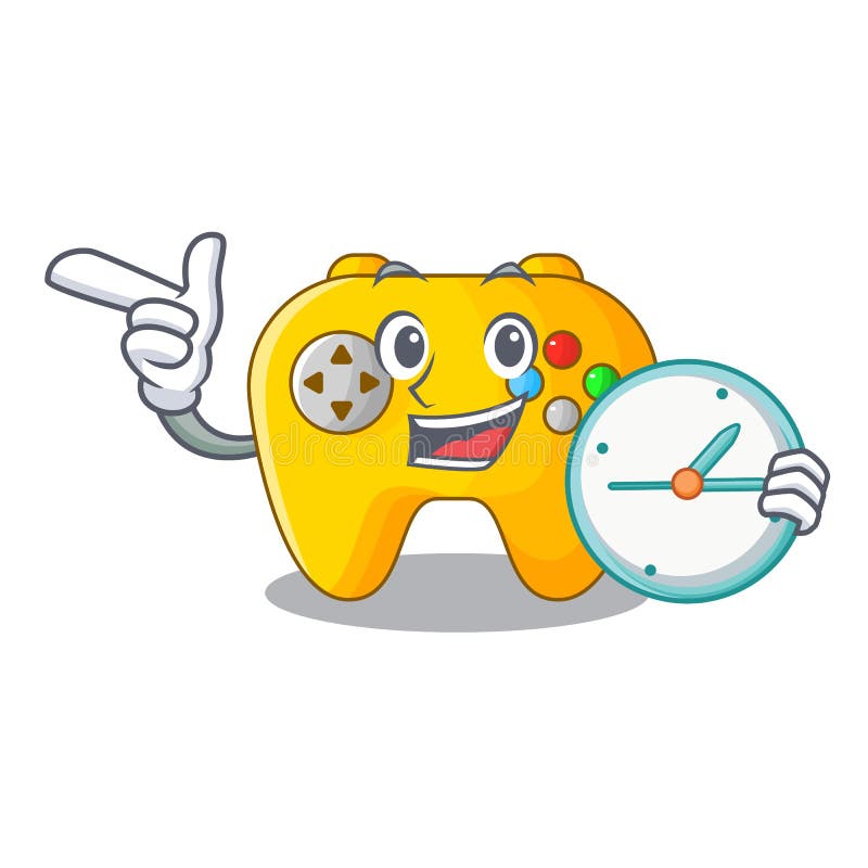 With Clock Video Game Controller Shaped on Charcter Stock Vector ...