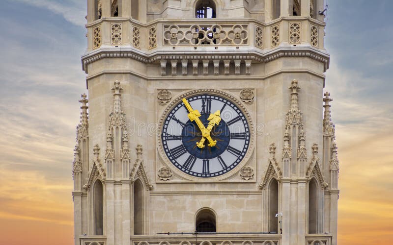 Clock of Vienna City Hall Rathaus Tower in Austria Stock Image - Image ...