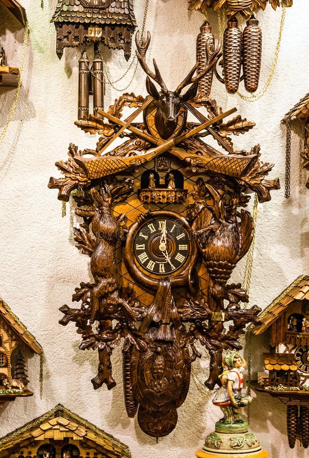 Vintage cuckoo clocks stock photo. Image of clock, clockface - 177869010