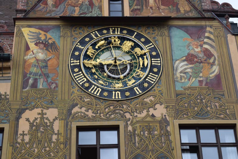Clock, Wall, Facade, Mural stock image. Image of wall - 123126557