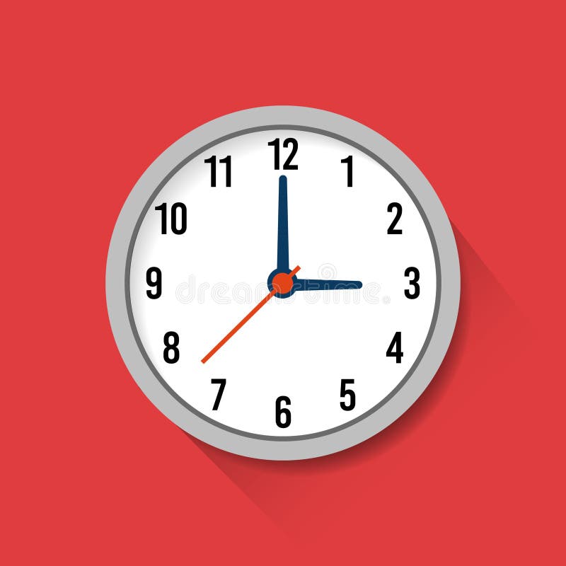 Clock Wall Face Icon with Long Shadow Vector Illustration. Clock Icon ...