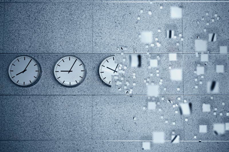 Clock on the Wall Falling Apart, Concept of Stock Photo - Image of ...
