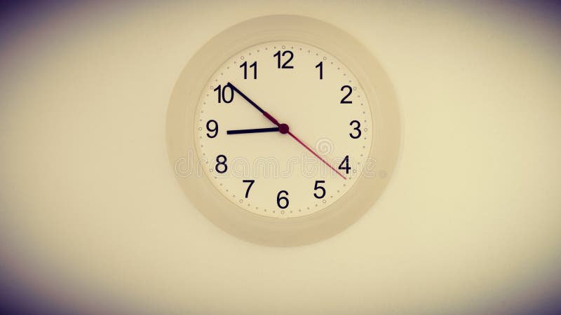 Clock on Wall Showing Nine Hours Stock Image - Image of business, white ...