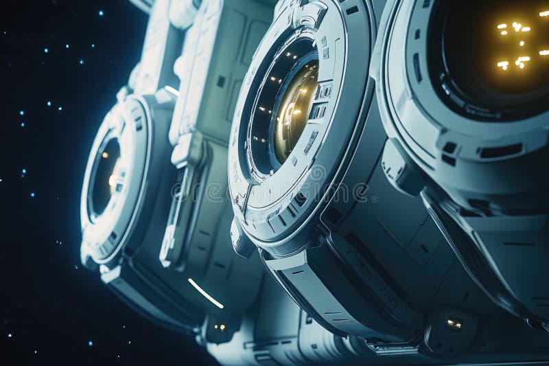 A Clock on the Wall of a Space Station, Perfect for Futuristic or Sci ...
