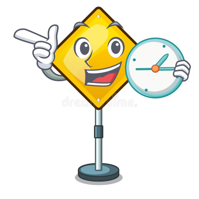 With Clock Warning Attention Sign Shaped Character Exclamation Stock ...