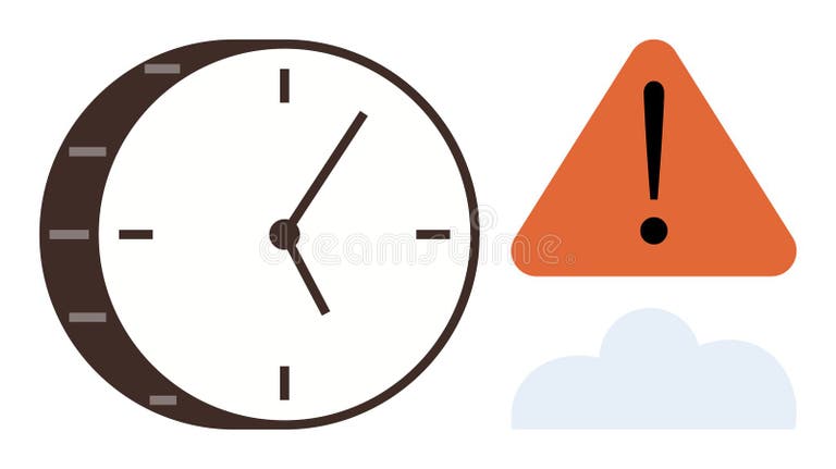Clock and Warning Sign Highlighting Urgency and Caution in a Simple ...