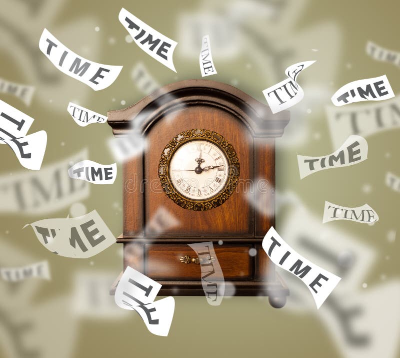 Clock and Watch Concept with Time Flying Away Stock Image - Image of ...