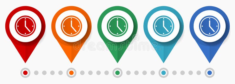 Clock Concept Vector Icon Set, Flat Design Stopwatch Pointers ...