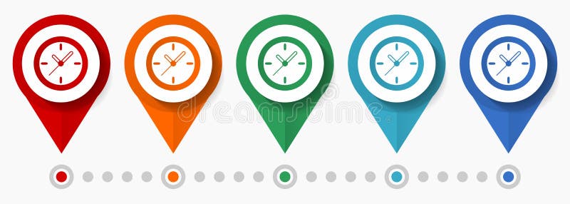 Clock Concept Vector Icon Set, Flat Design Stopwatch Pointers ...