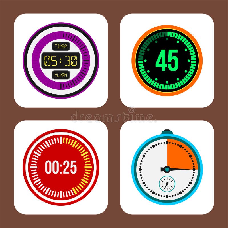 Clock Watches Vector Timer Colorful Measurement Tools Number Digital ...