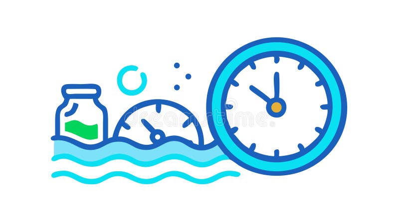 Clock with Water Splashes, Aquatic Time Measurement, Vector Design ...