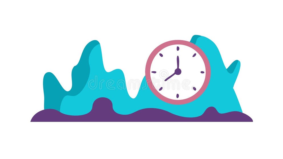 Clock on Wavy Surface, Time Fluidity and Dynamic Flow, Vector Design ...