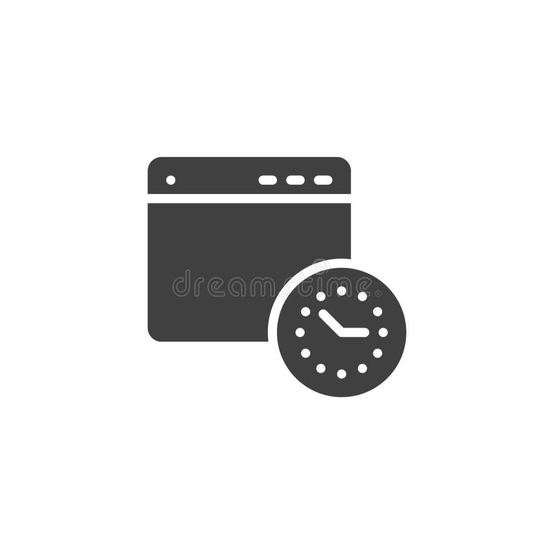 Clock with a Web Page Vector Icon Stock Illustration - Illustration of ...